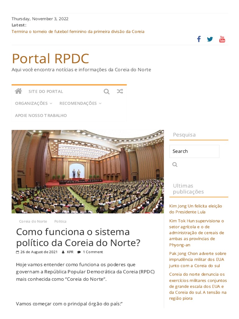 Como Funciona o Sistema Político Da Coreia Do Norte - Portal RPDC | PDF ...