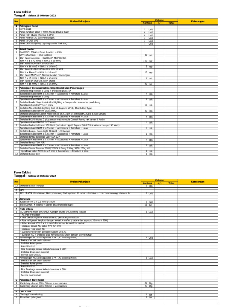 Form Cek List B1 Std. Nobu | PDF Form Cek List B1 Std. Nobu | PDF