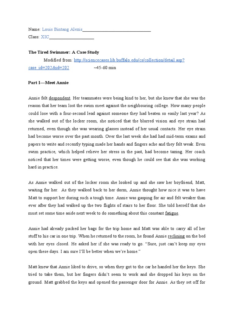 CASE STUDY - THE TIRED SWIMMER (DT) - Louis | PDF | Electromyography ...