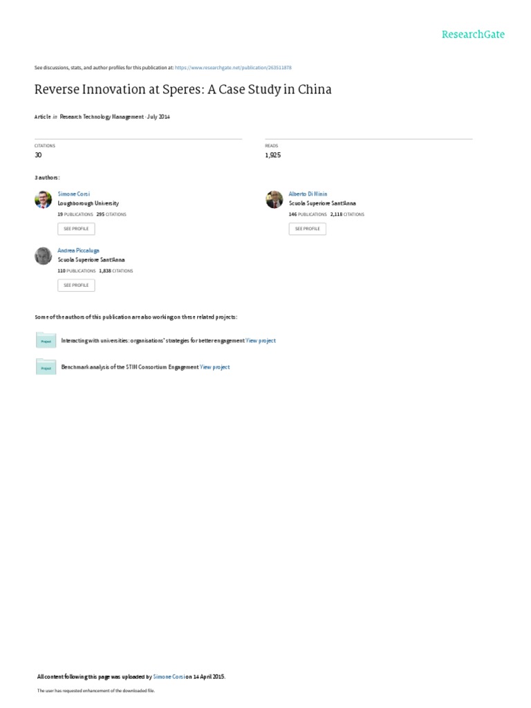 Reverse Innovation Case Study | PDF | Innovation | China