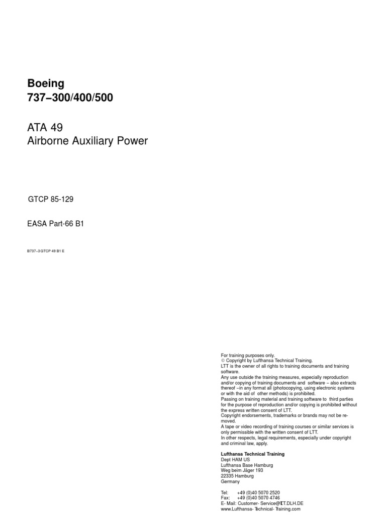 737 300/400/500 Boeing: ATA 49 Airborne Auxiliary Power | PDF | Gas ...