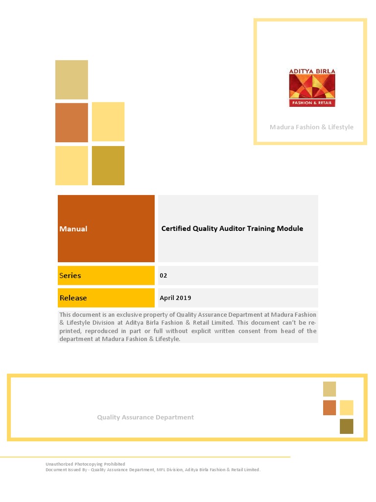 Certified Auditor Training Module 2019 | PDF | Audit | Clothing