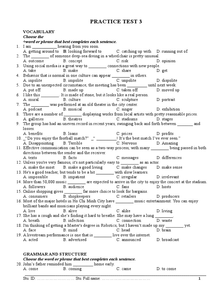 Practice Test 3 | PDF | Leonardo Da Vinci