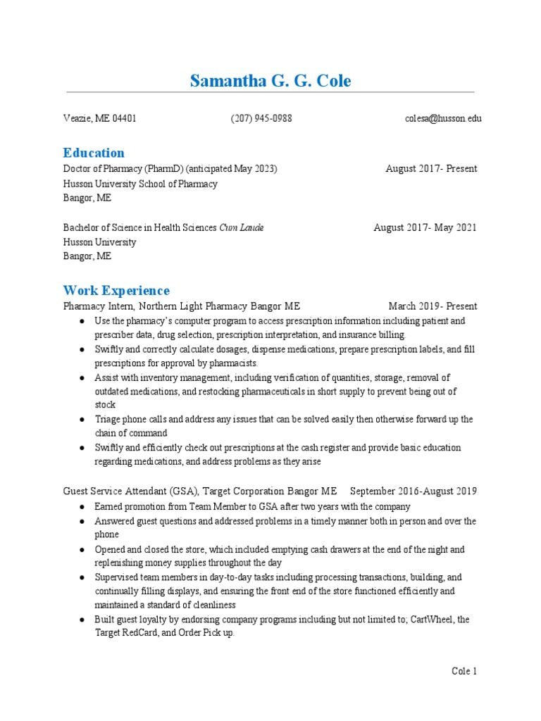 CV Scole | PDF | Pharmacy | Medical Prescription