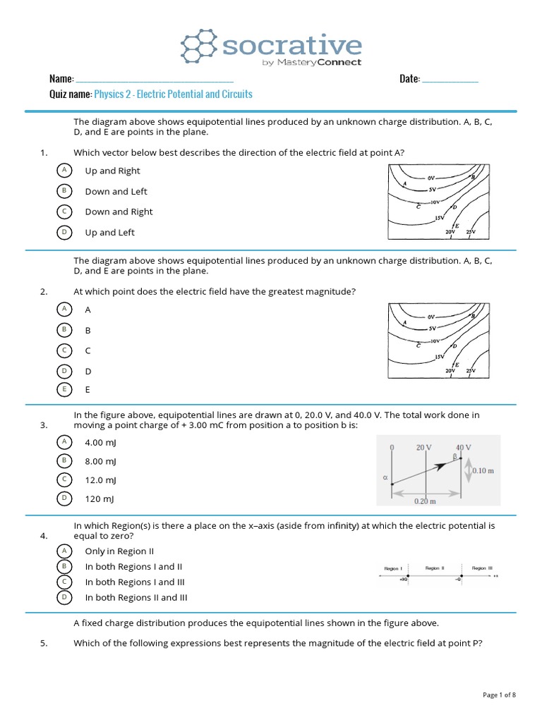 Test 5 - Potential and Circuits - Blank | PDF | Capacitor | Capacitance