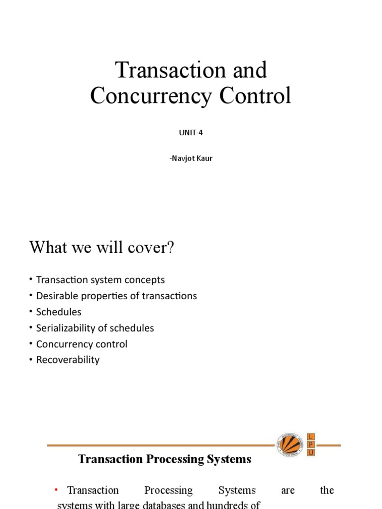 Transaction And Concurrency Control Update Pdf Database Transaction Acid