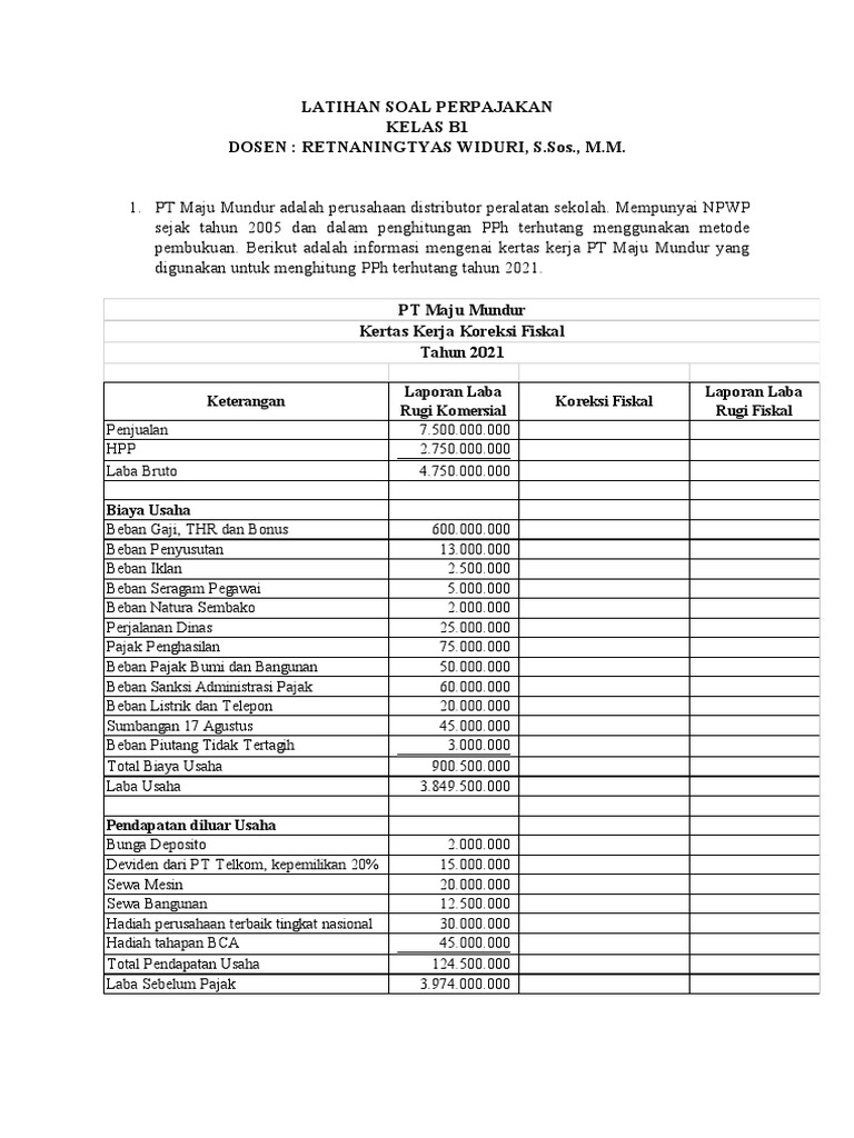 Latihan Soal Perpajakan | PDF