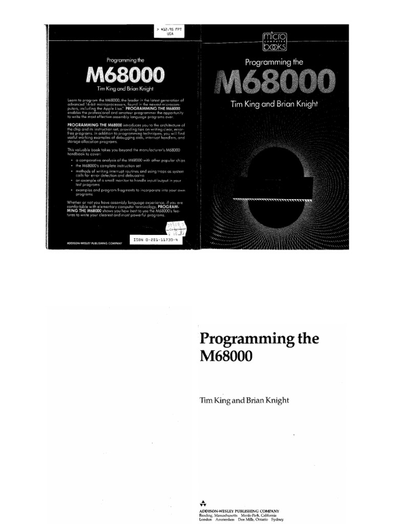 Programming The M68000 1983 Addison Wesley Publishing Company Pdf Programming Computer Program 4425