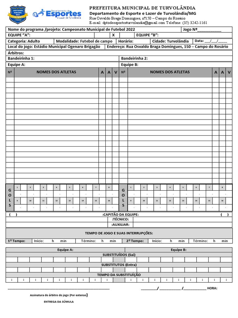 Campo Sumula de Jogos Documento Basico - Simples | Download grátis PDF ...