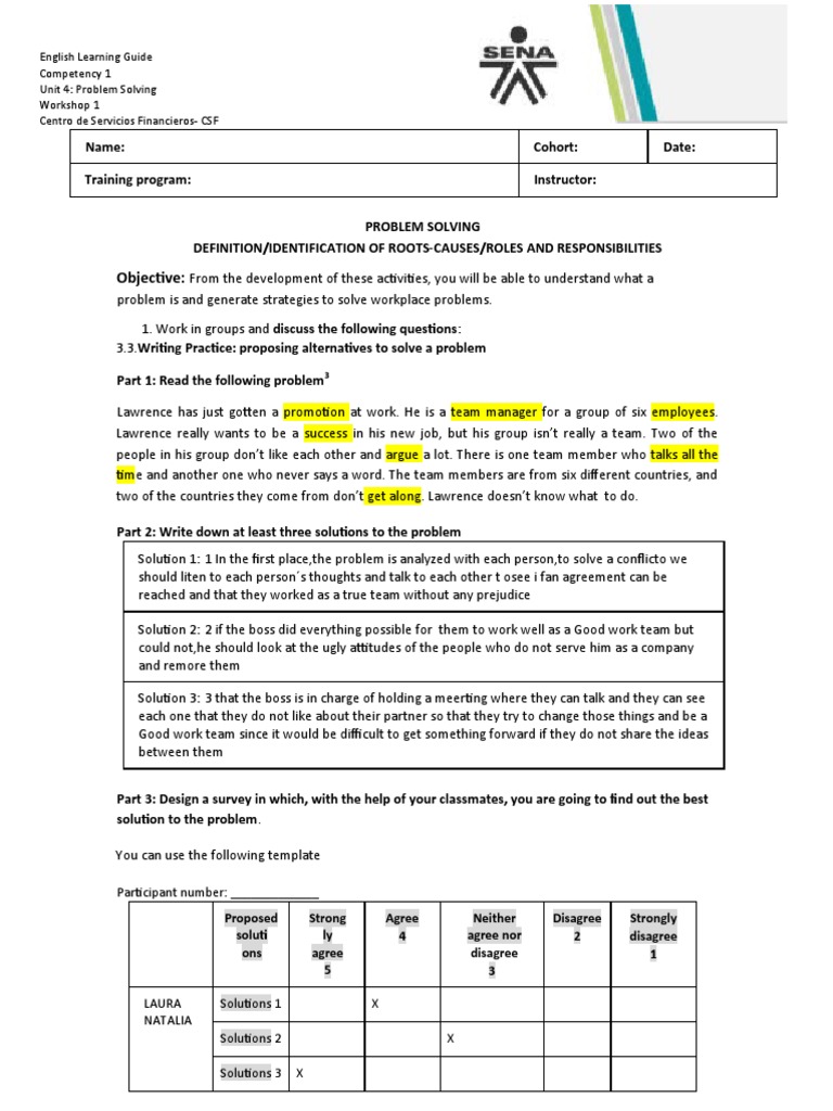 Workshop 1 - Problem Solving | PDF | Behavior Modification | Cognition