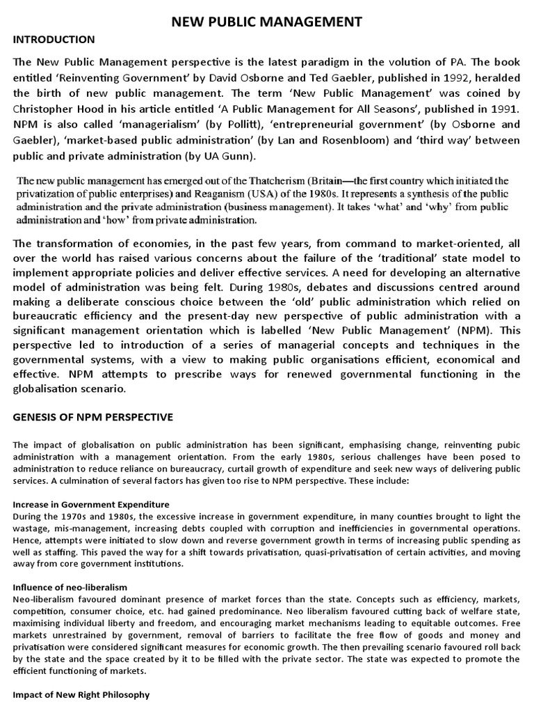 New Public Management | PDF | Neoliberalism | Privatization