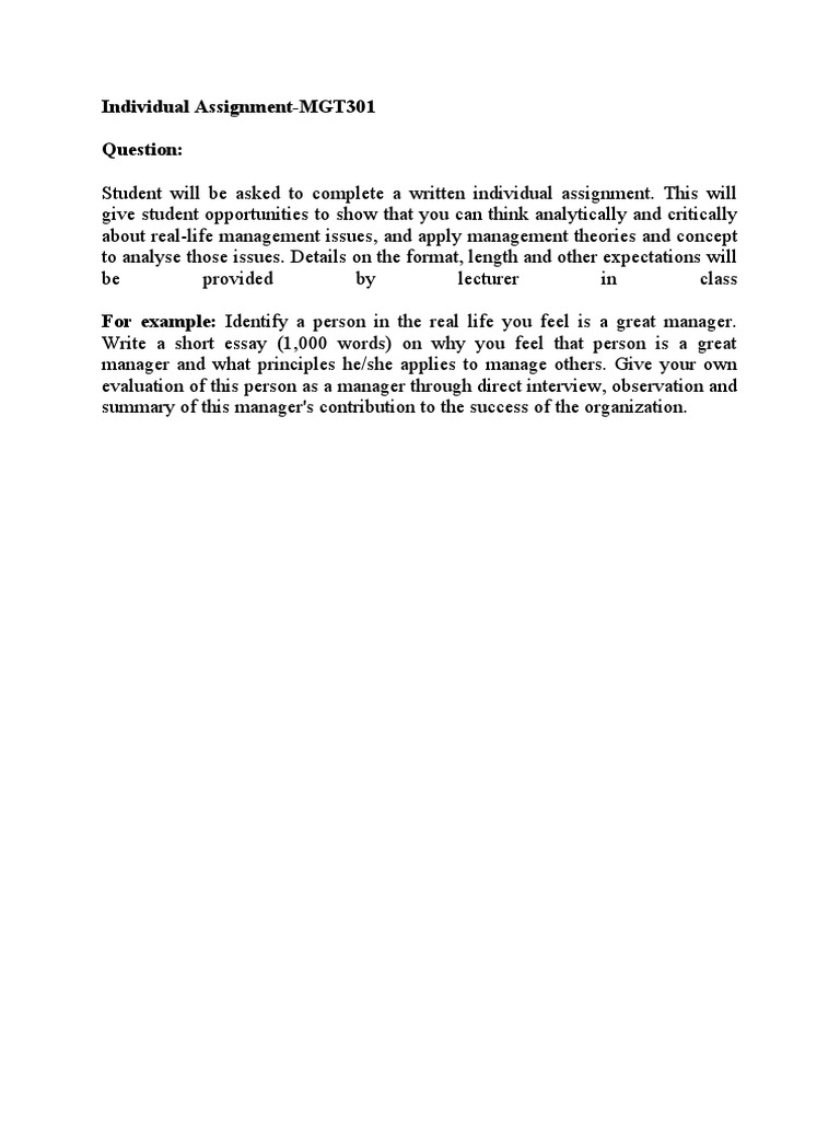 Individual Assignment MGT | PDF | Career & Growth | Self-Improvement