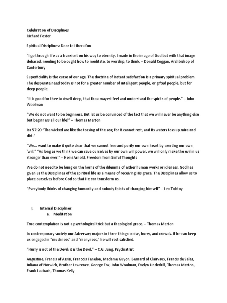 Celebration of Disciplines | PDF | Prayer | Fasting