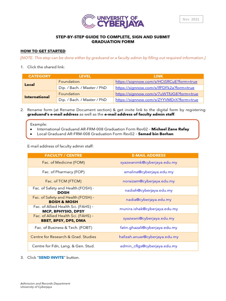STEP BY STEP GUIDE FOR GRADUATION FORM Ver2021 | PDF