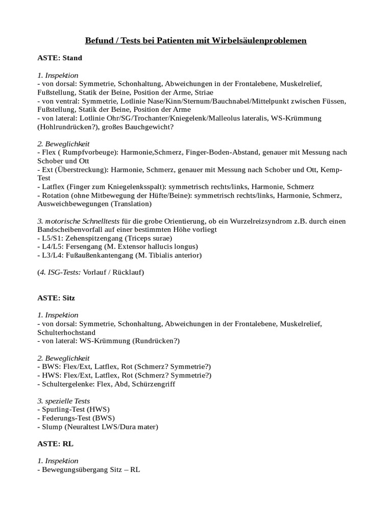 Befund+Tests WirbelsÃ Ule 3 | PDF