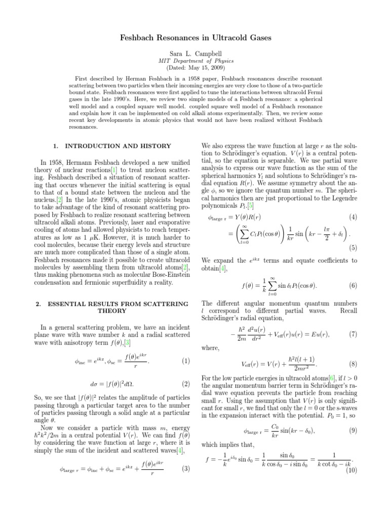 Sara Campbell - Feshbach Resonances in Ultracold Fermi Gases (To ...