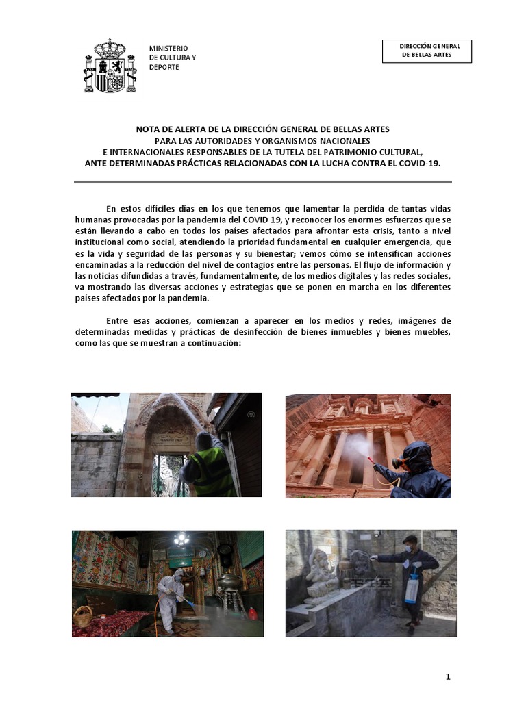 Nota de Alerta Sobre El Patrimonio Cultural Dgbbaa 13 Abril 2020 1 | PDF | Patrimonio cultural ...