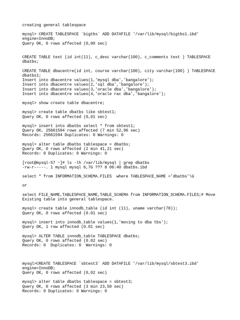 Tablespace Management Exercise | PDF | Data Management Software | Computer Science