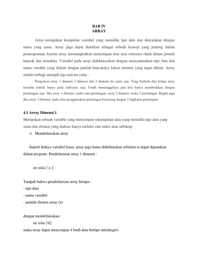 Bab IV Array | PDF | Komputer