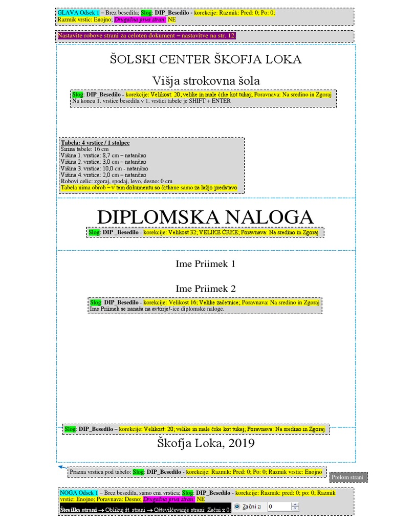 Navodila Za Izdelavo Diplomske Naloge | PDF