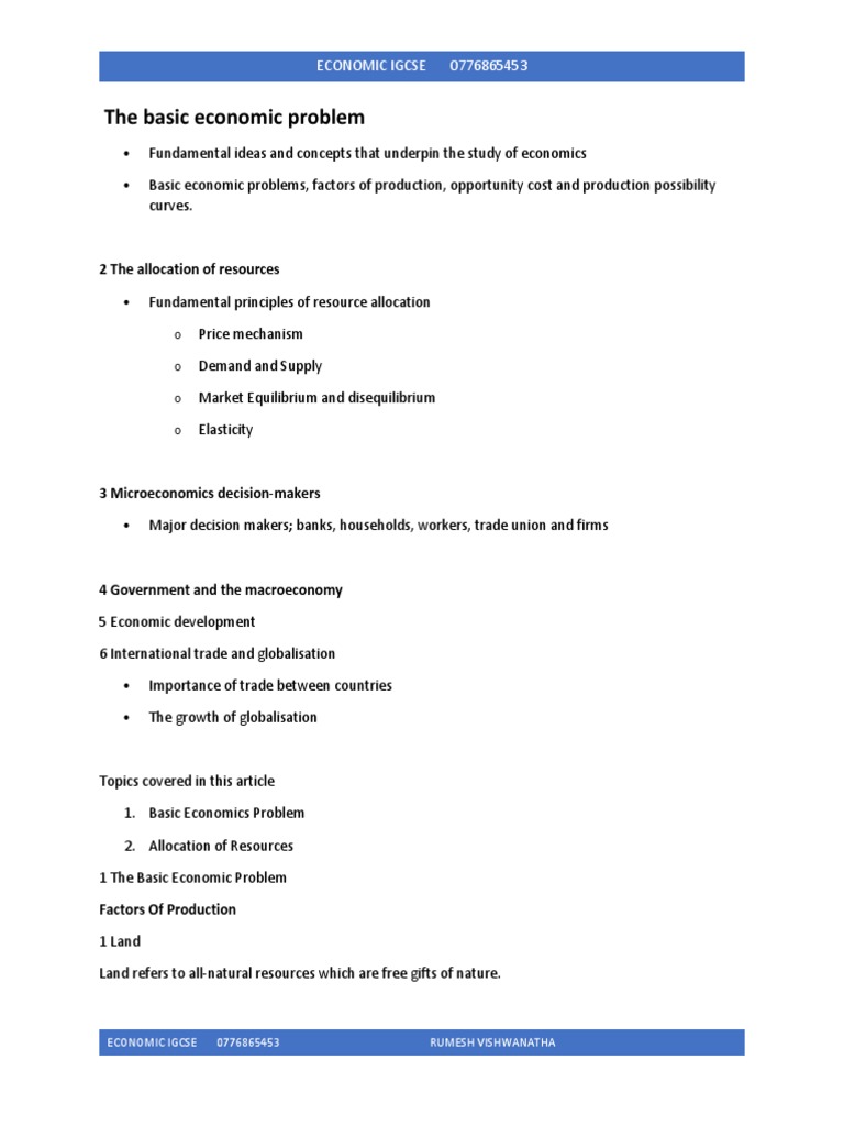 The Basic Economic Problem | PDF | Supply And Demand | Elasticity ...