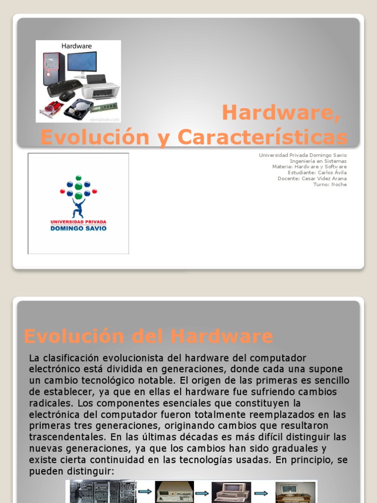 Hardware, Evolucion y Caracteristicas | PDF | Hardware de la ...