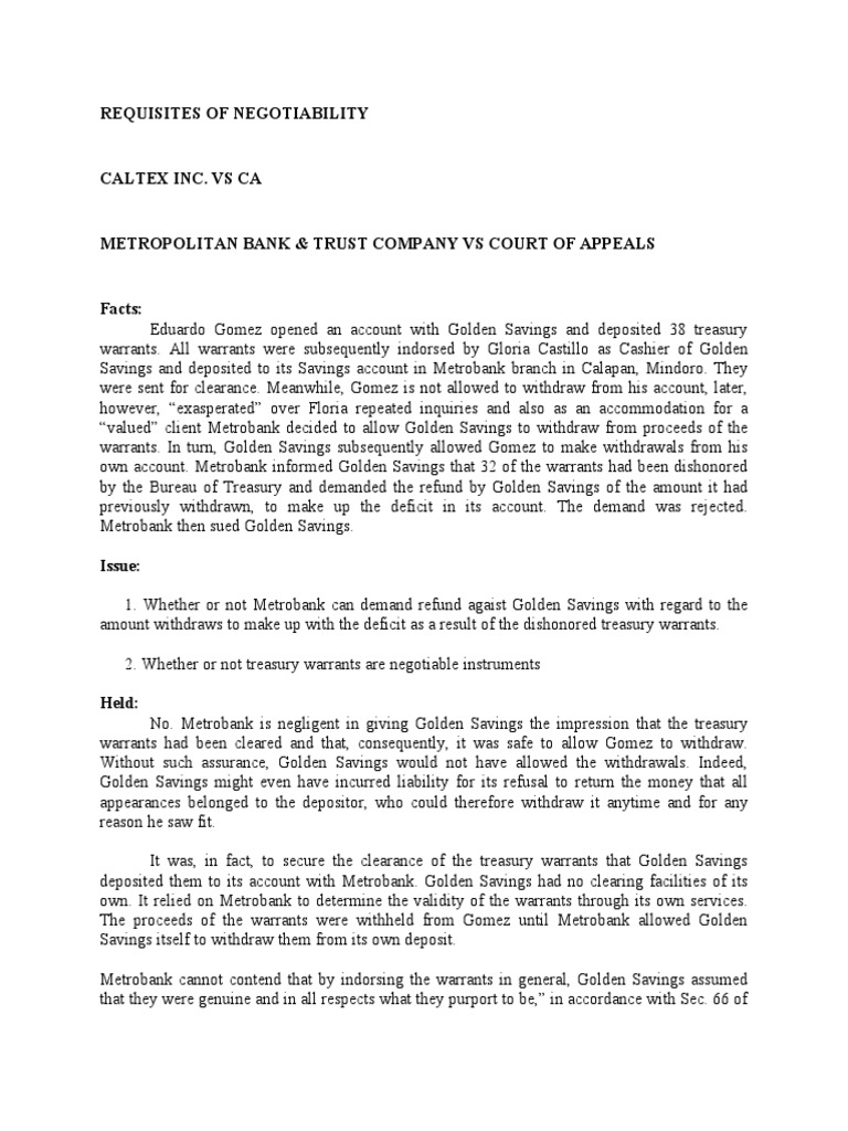 Negotiable Instruments Cases | Download Free PDF | Cheque | Negotiable Instrument