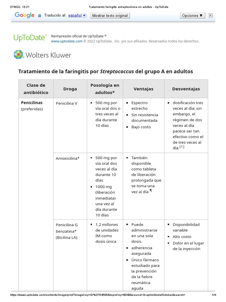 Tratamiento Faringitis Estreptocócica en Adultos - UpToDate | PDF ...