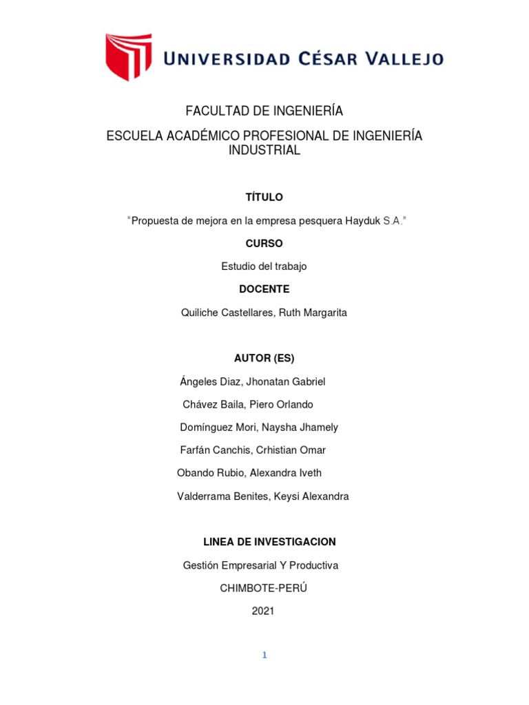 Mejora de procesos en Hayduk S.A. | PDF | Muestreo (Estadísticas ...