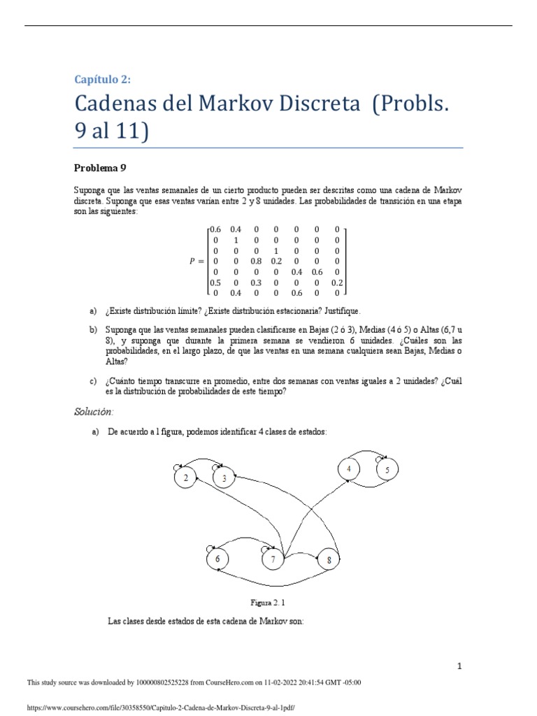 Cadenas de Markov: Problemas Resueltos | PDF | Cadena Markov | Modelos ...
