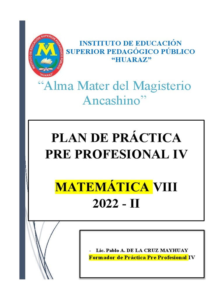 Plan de Practica | PDF | Maestros | Evaluación