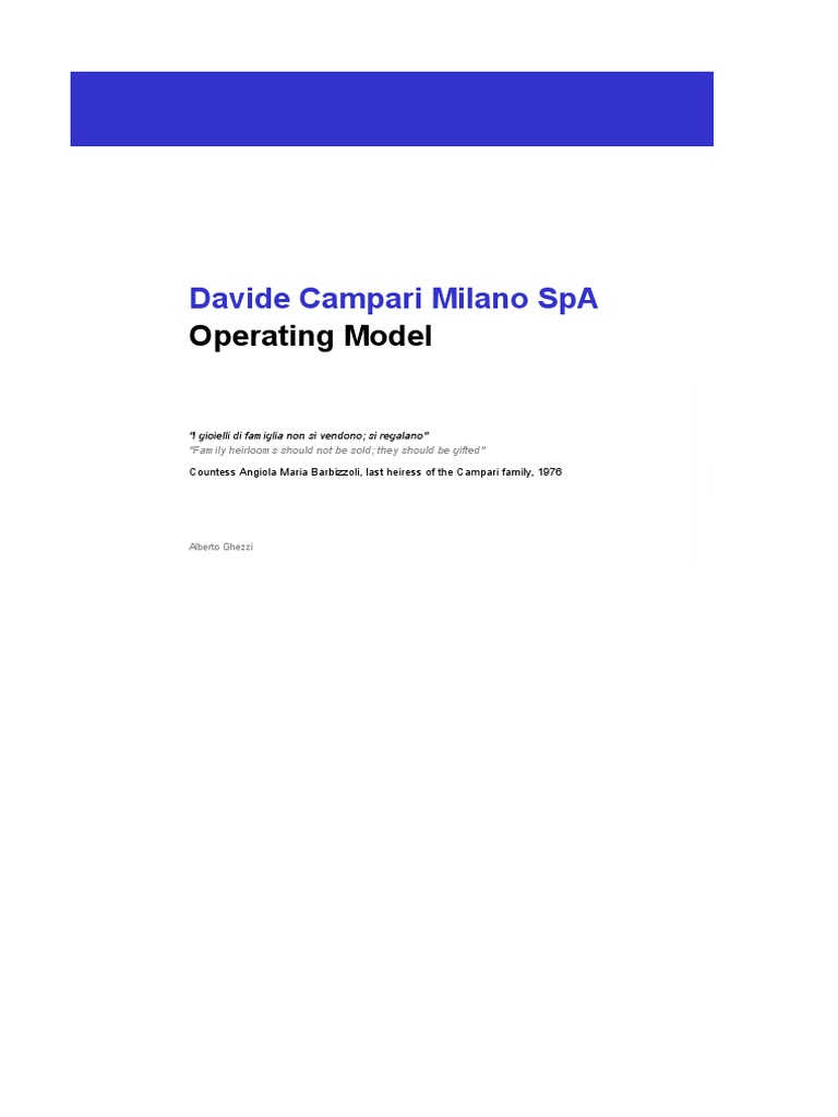Case Study - Campari - Model - VF | Download Free PDF | Cost Of Goods Sold | Business Economics