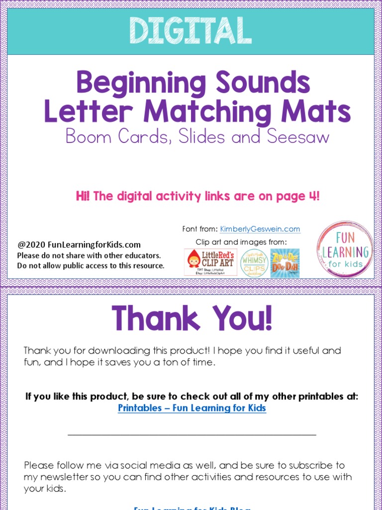 Paperless Beginning Sounds Alphabet Match Up | PDF | Communication ...