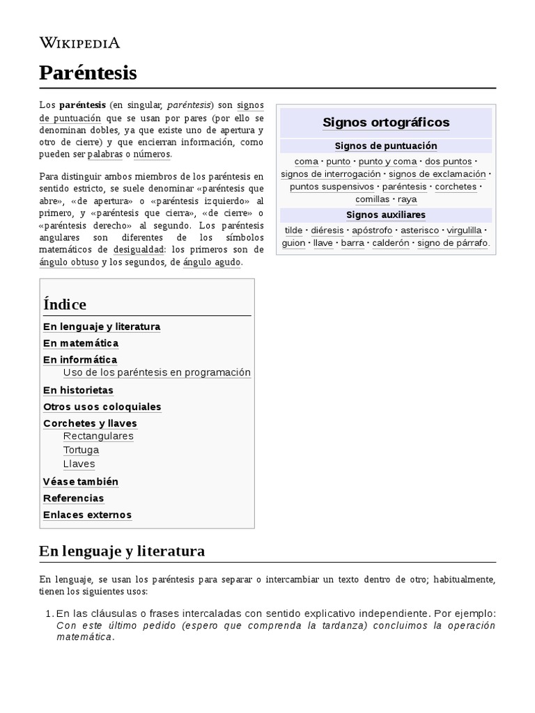 Paréntesis | PDF | Soporte | Notación