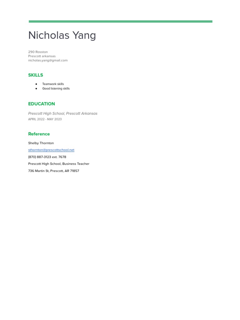 Nicholas Yang: Skills | PDF