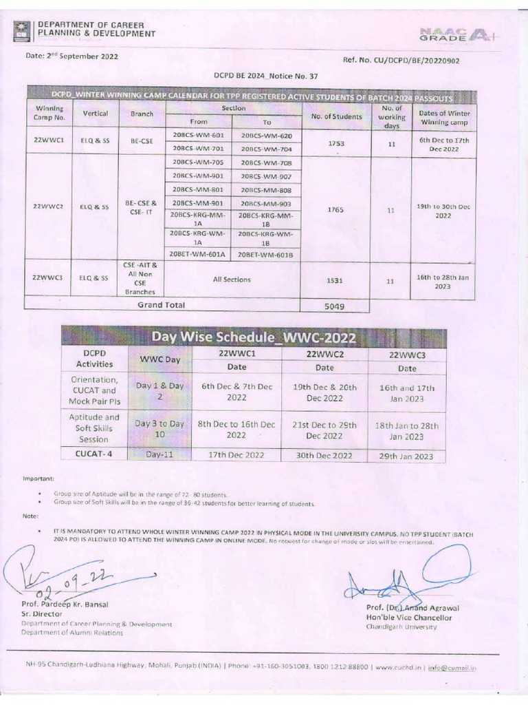 DCPD BE 2024 - Notice No. 37 | PDF