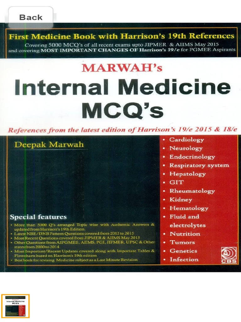 Marwah Internal Medicine MCQ Reference From The Latest Edition of ...