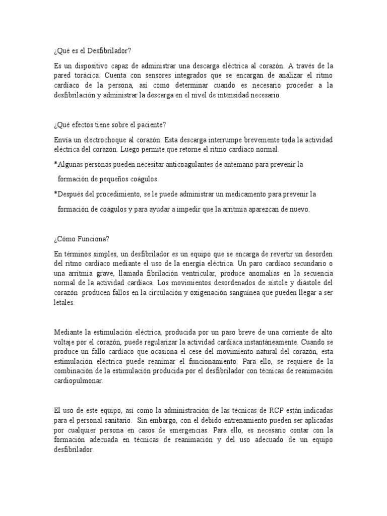 Desfibrilador | PDF | Reanimación cardiopulmonar | Enfermedades y trastornos