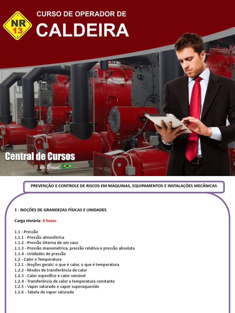 Apostila NR 13 Operador de Caldeira | Download grátis PDF | Calor ...