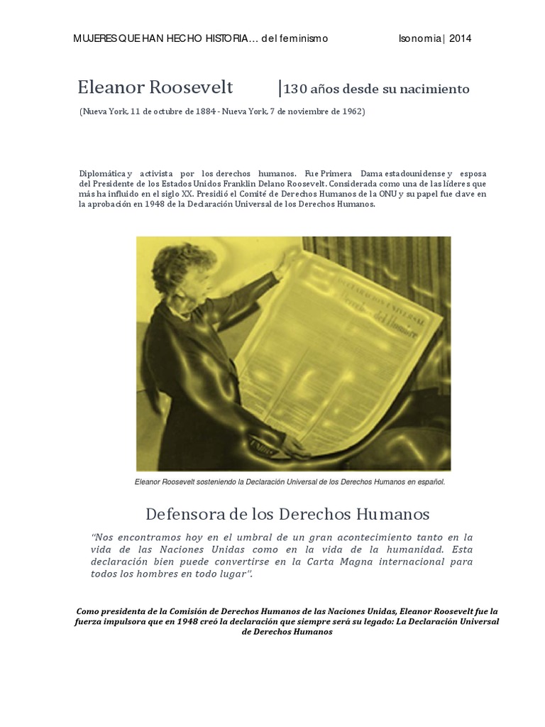 Eleanor Roosevelt y los Derechos Humanos | PDF | Eleanor Roosevelt ...