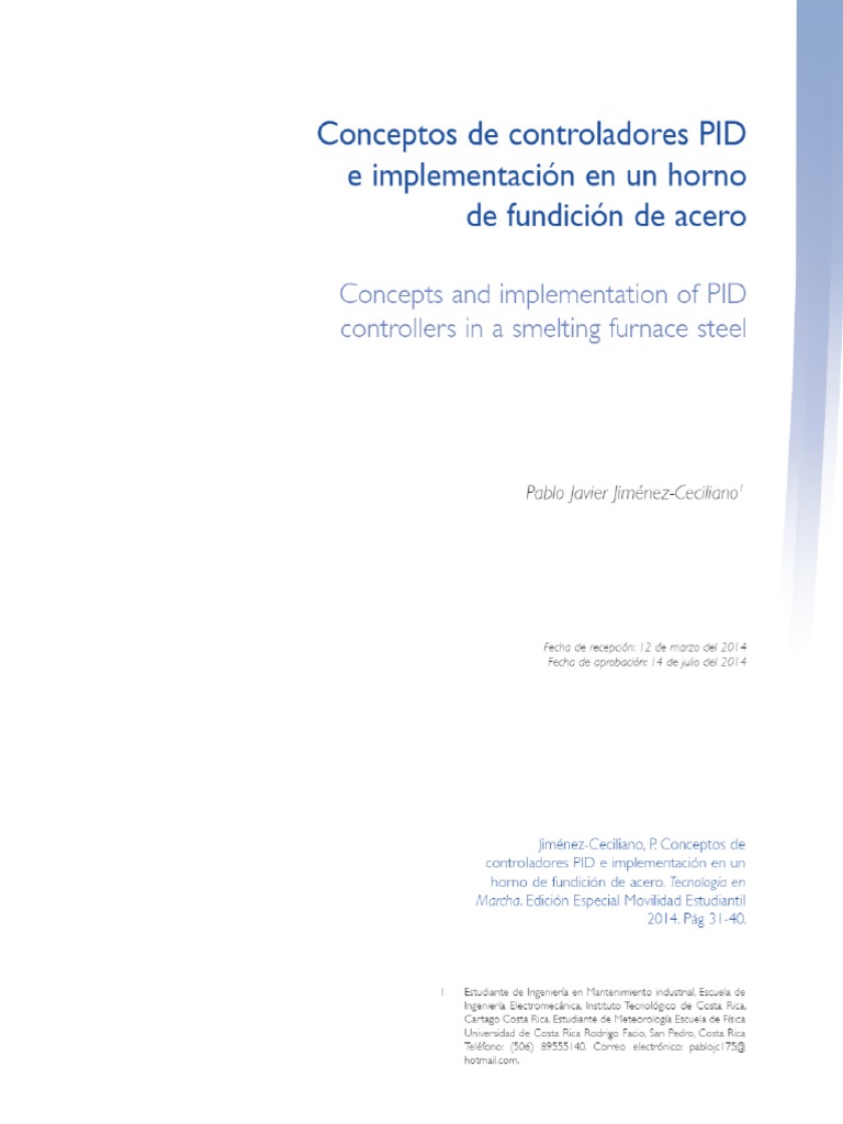 Conceptos de Controladores PID e Implementación en Un Horno de Fundición de Acero - PDF | PDF