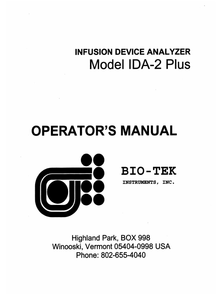 IDA-2 Plus Operator's Manual | PDF