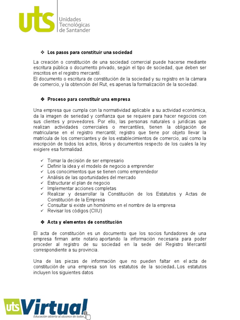 Los Pasos para Constituir Una Sociedad | PDF | Business | Impuestos