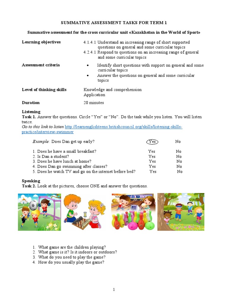 Summative Assessment Tasks | PDF | Educational Assessment | Curriculum