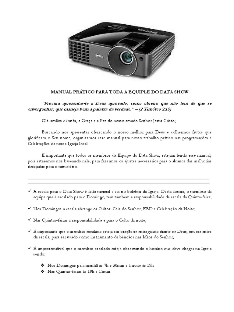 Manual Prático para Toda A Equiple Do Data Show | PDF | Igreja católica