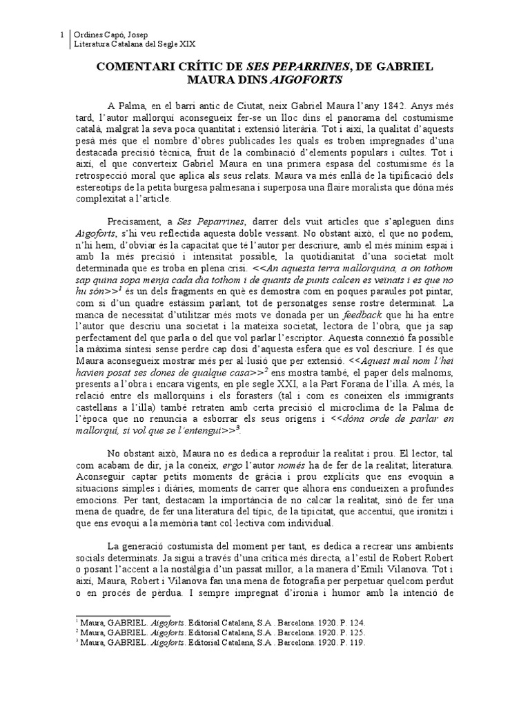 Comentari Literari Gabriel Maura | PDF