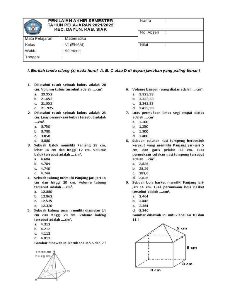 Soal Uas Kelas 6 FIX | PDF | Metode & Bahan Ajar | Griya & Taman