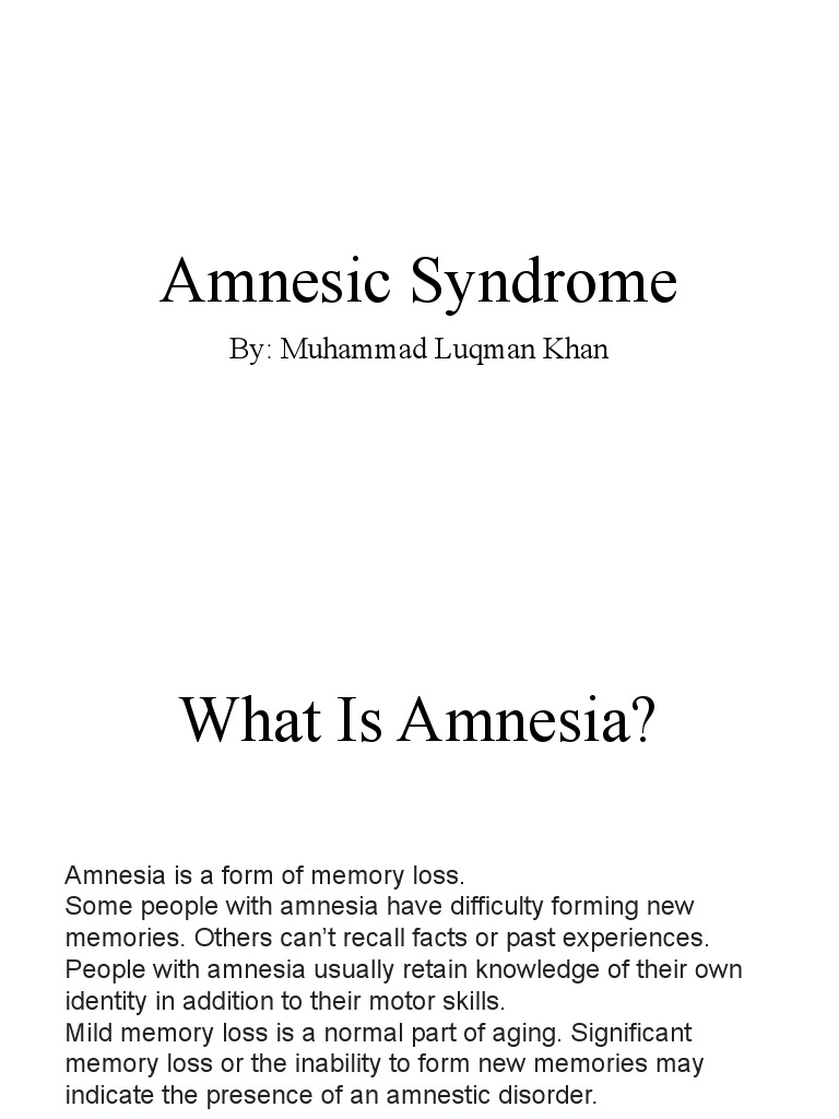 Amnesic Syndrome | PDF | Amnesia | Memory