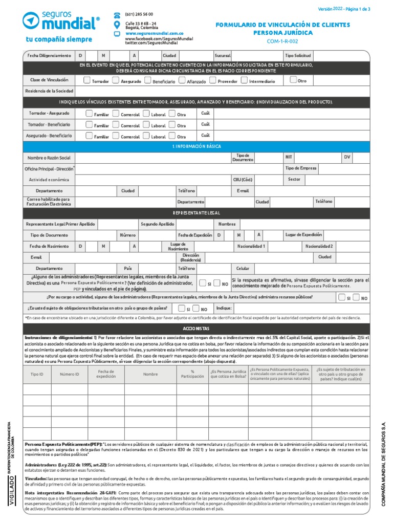 Sarlaft Mundial P.J. 2022 | PDF | Seguro | Póliza de seguros