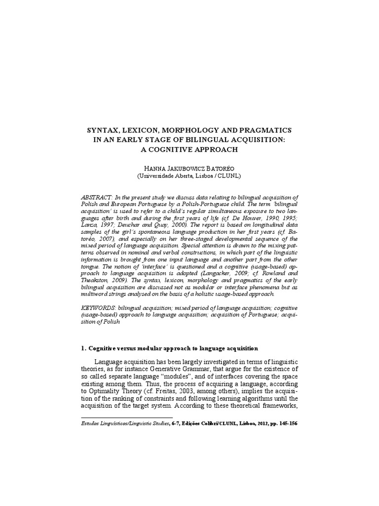 2012-Jakubowicz-SYNTAX, LEXICON, MORPHOLOGY AND PRAGMATICS IN AN EARLY ...